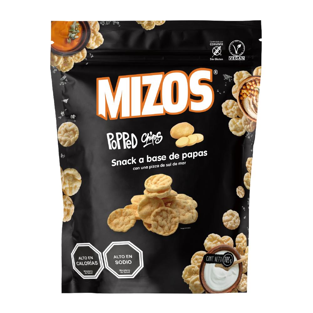 Popped Chips con Sal de Mar - 105 gr | Mizos